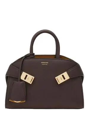FERRAGAMO Hug Mini Leather Handbag - Brown