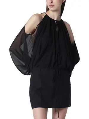 Andamane Off-shoulder Tie Blouse - Black