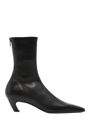 Khaite Arizona Leather Ankle Boots - Black