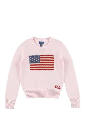 Polo Ralph Lauren Intarsia-knit Flag Cotton Jumper - Acacia Pink