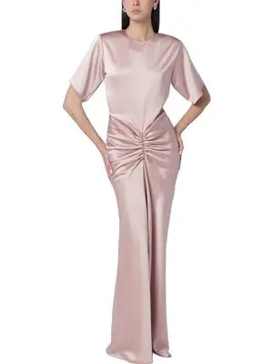Andamane Long Dress With Draping - Pink