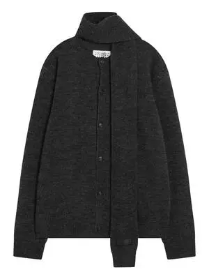 MAISON MARGIELA Wool-blend Cardigan With Scarf - Grey