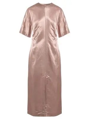 Loulou De Saison Long Antique Dress In Linen And Silk - Pink