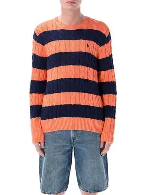 Polo Ralph Lauren Cable-knit Striped Sweater - Orange Navy
