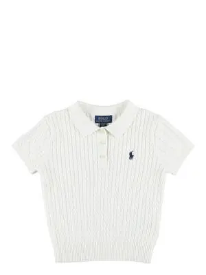 Polo Ralph Lauren Mini-cable Knit Polo Sweater - Paper White