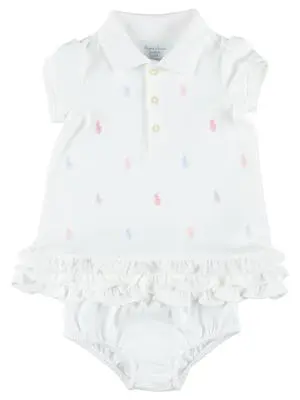 Polo Ralph Lauren Embroidered Pony Polo Dress With Bloomer - White