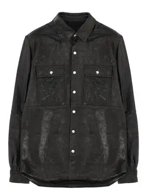 Rick Owens Leather Shirt Jacket - Black