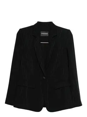 Emporio Armani Pinstripe Single-breasted Blazer - Black