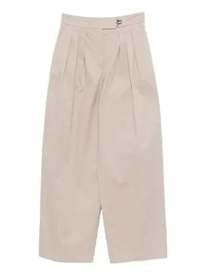 Emporio Armani Cotton Wide-leg Pants - Beige