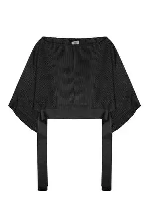 Alberta Ferretti Mesh Knitted Poncho Sweater - Black