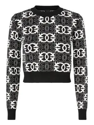 Pinko Jacquard Cropped Top - Nero/bianco