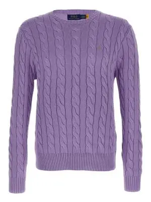 Polo Ralph Lauren Cotton Braided Sweater - Purple