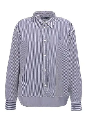 Polo Ralph Lauren Striped Shirt With Logo - Blue