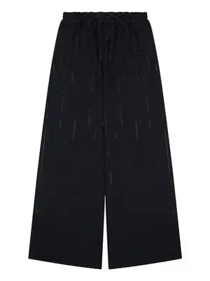 SELF-PORTRAIT Wide Leg Pants With Rhinestones - Blue