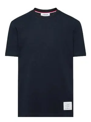 Thom Browne Short Sleeve Tee W/ Engineered Bar Stripe In Classic Pique - Navy