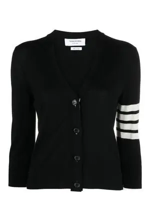 Thom Browne Relaxed-fit Merino Wool Cardigan With 4-bar Stripe - Black
