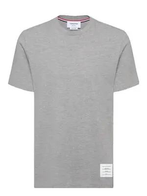 Thom Browne Short Sleeve Tee W/ Engineered Bar Stripe In Classic Pique - Lt Grey