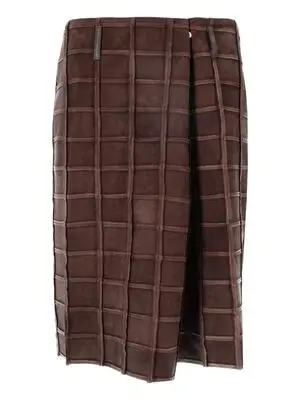 NICCOLO PASQUALETTI Piega Square Suede Patchwork Skirt - Brown