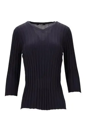 LA ROSE Cashmere And Silk Knit Top - Blu Scuro