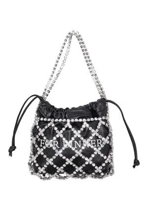 Off White Drawstring Evening Bag - Black - White