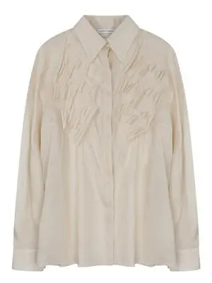 Alberta Ferretti Floral Patch Cotton Shirt - Beige