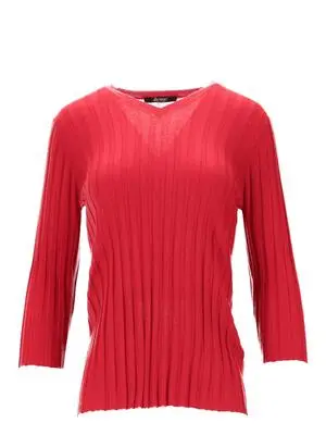 LA ROSE Cashmere And Silk Top - Rosso Fuoco