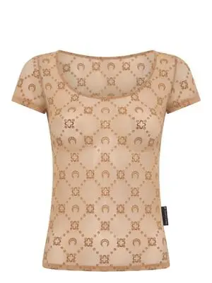 MARINE SERRE Moonogram Mesh Top - Camel