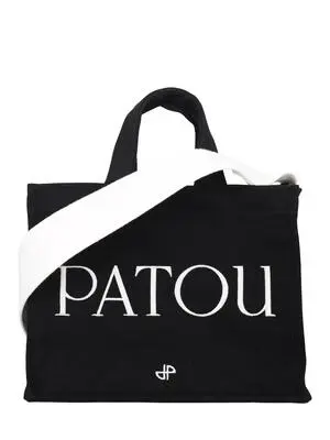 Patou Small Canvas Tote Bag - Black