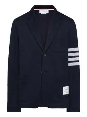 Thom Browne Sack Jacket In Double Face Knit With 4-bar Stripe - Navy
