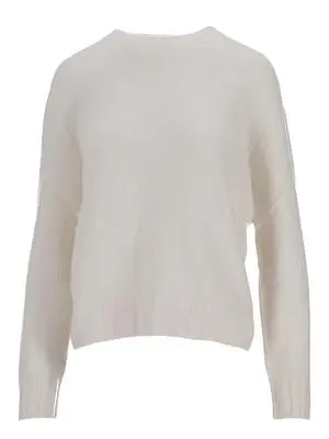 LA ROSE Round Neck Long Sleeve Top - White