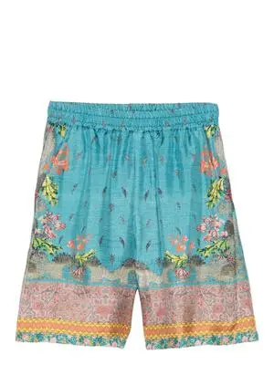 PIERRE-LOUIS MASCIA Printed Silk Shorts - Clear Blue
