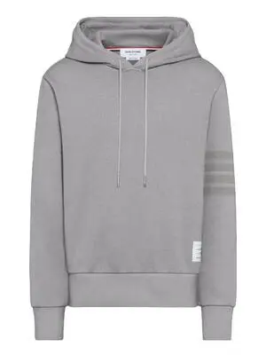 Thom Browne Long Sleeve Hoodie Pullover With 4-bar Detailing - Lt Grey
