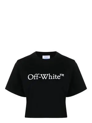 Off White Big Logo Bookish Crop Tee - Black White