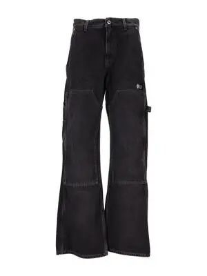 Off White Gothic Flare Carpenter Trousers - Vintage Black - White