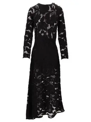 PATOU Long Sleeves Lace Midi Dress - Black