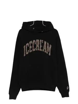 ICECREAM Logo Cotton Hoodie - Black