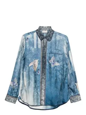 PIERRE-LOUIS MASCIA Printed Silk Shirt - Clear Blue