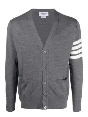 Thom Browne 4-bar Knitted Cardigan - Med Grey
