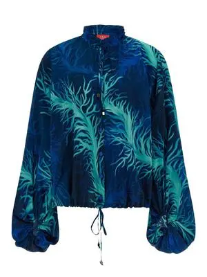 F.R.S FOR RESTLESS SLEEPERS Printed Silk Blouse - Blue