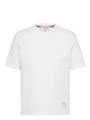 Thom Browne Short Sleeve Tee With Engineered 4-bar Stripe - White