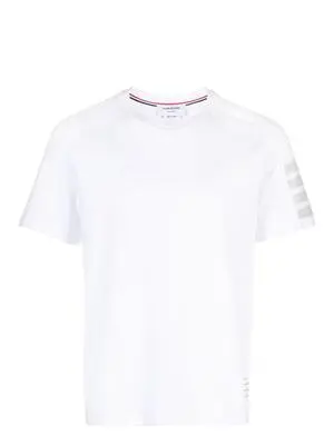 Thom Browne Short Sleeve Tee W/ Bar Stripe In Milano Cotton - White