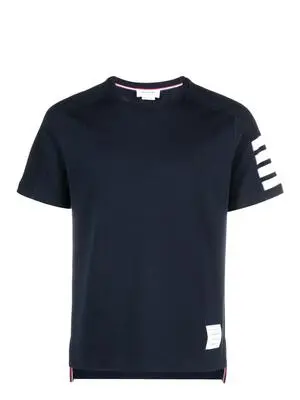 Thom Browne Short Sleeve Tee W/ 4 Bar Stripe In Milano Cotton Navy