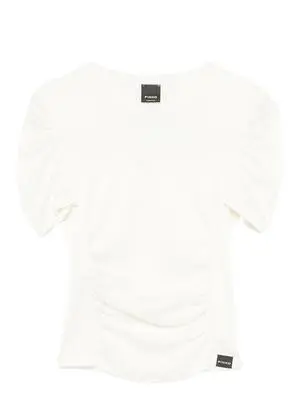 Pinko Ruched Detail T-shirt - Bianco Latte