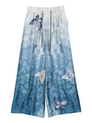 PIERRE-LOUIS MASCIA Printed Silk Trousers - Clear Blue