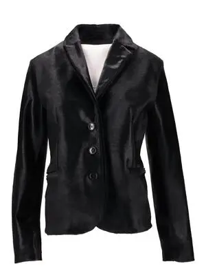 LA ROSE Cavallino Leather Jacket - Nero