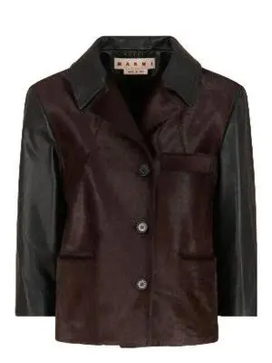 Marni Leather Jacket - Dark Wood