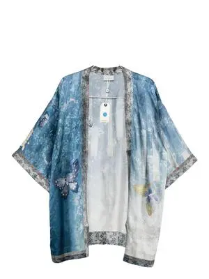 PIERRE-LOUIS MASCIA Printed Silk Kimono - Clear Blue