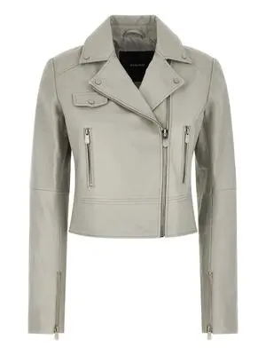 PINKO Nappa Leather Cropped Jacket