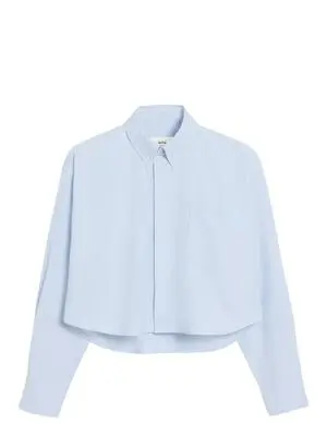 Ami Cotton Cropped Shirt - Clear Blue