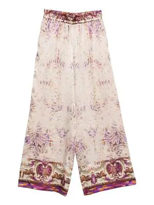 PIERRE-LOUIS MASCIA Printed Wide-leg Silk Trousers - Pink